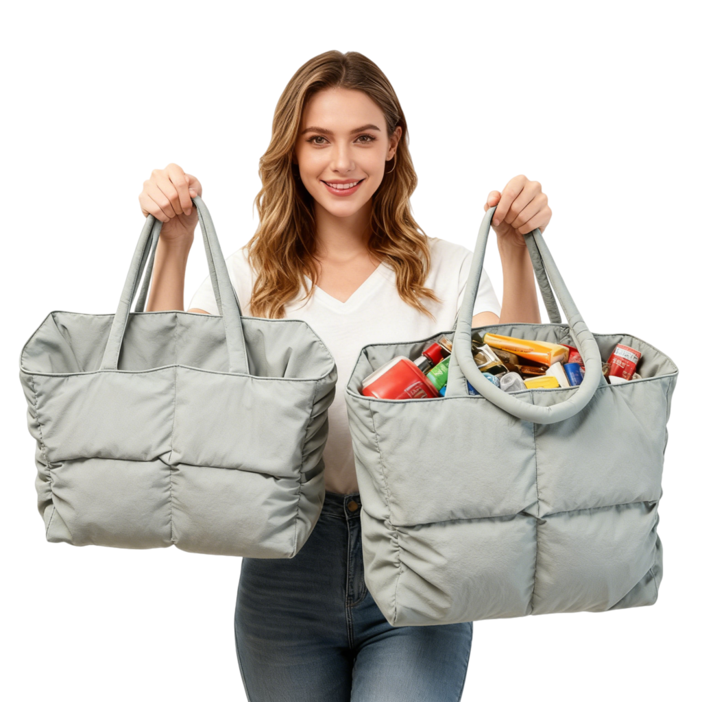 Quilted Foldable Storage Tote Bag - Lightweight Large-Capacity ...